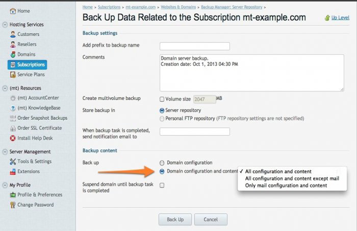 Plesk Panel backup Procedure - Tutorial | Domain Hosting